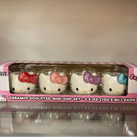 Hello Kitty | Dining | Hello Kitty Ceramic Sculpted Mini Set Of 4 Cups ...